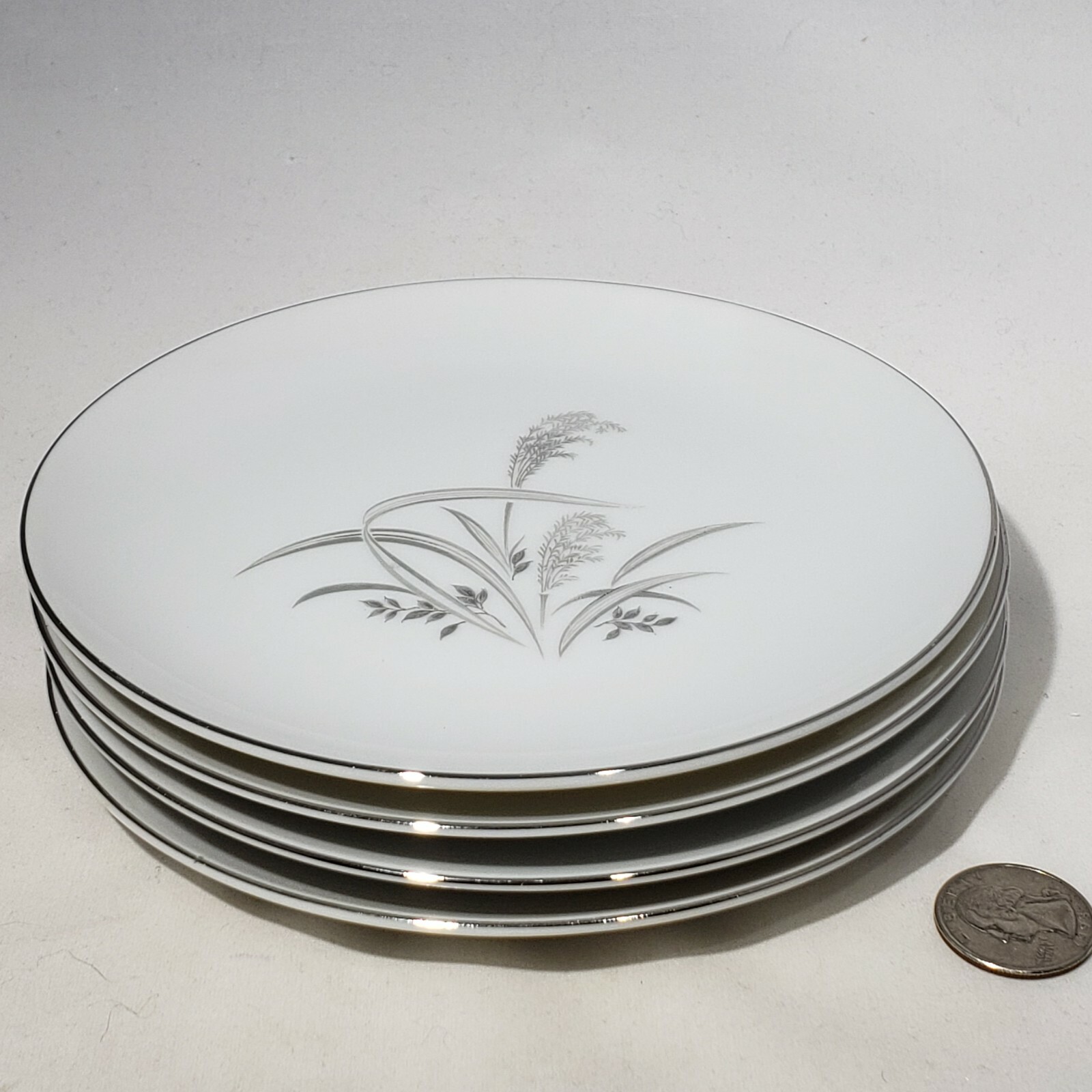 Set of 4 Wentworth China Silver Wheat 6 3/8" Bread Butter Plates #7514 ...