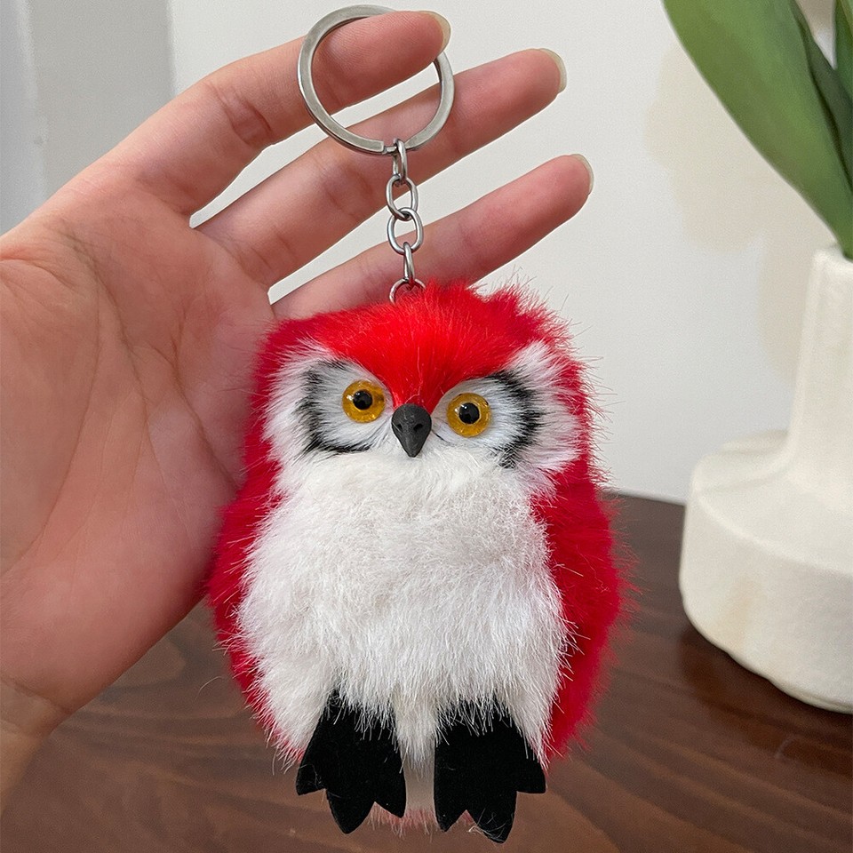 Adorable Plush Furry Owl Keychain Key Ring Animal Bag Charm Gift for ...