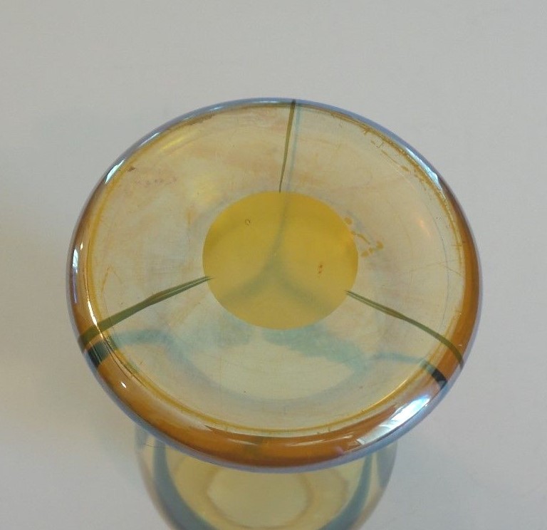 Victor DURAND Topaz/Amber Art Glass 6.5" Vase, Feather Decoration | eBay