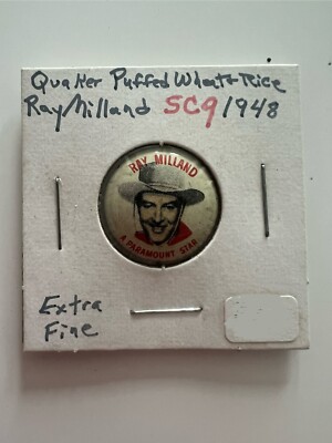 1940s Quaker Oats Tin Litho Pinback, Ray Milland, A Paramount Star ...