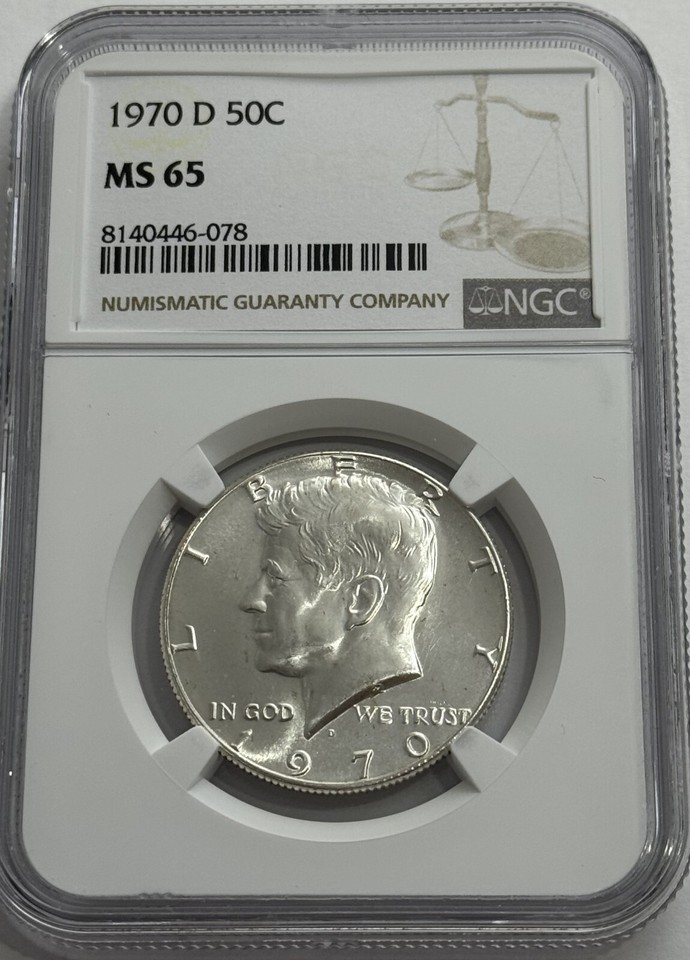 1970 D NGC MS65 Silver Kennedy Half Dollar JFK Coin Signature White ...