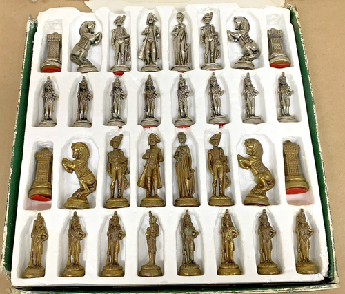Vintage Cambor King of Chess Roman Barbaric Brass Nickel Chess Set ...