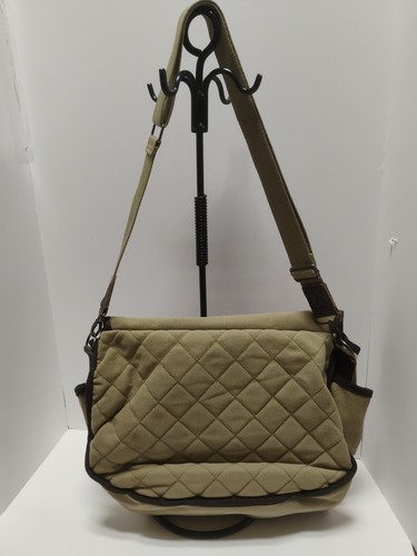 True Religion Canvas Messenger Laptop Bag Color Green Brown Trim | eBay