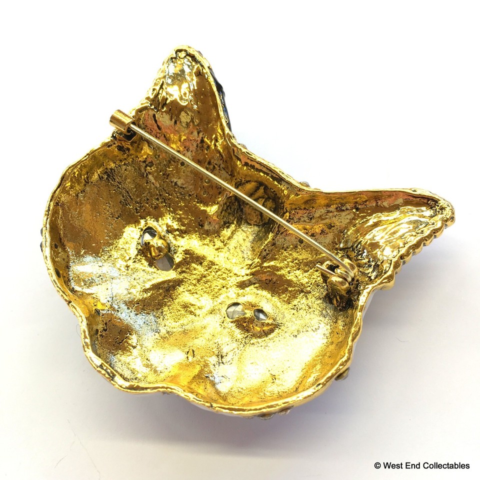 Large Blue Eyed Siamese Himalayan Cat Brooch Vintage Art Deco Style Pin ...