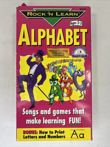 VHS Rock n Learn Alphabet 1998 HTF Rare Parent's Choice Approval Age 2 ...