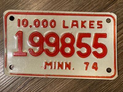 Vintage 1974 Minnesota MN Motorcycle License Plate Man Cave Wall Decor ...