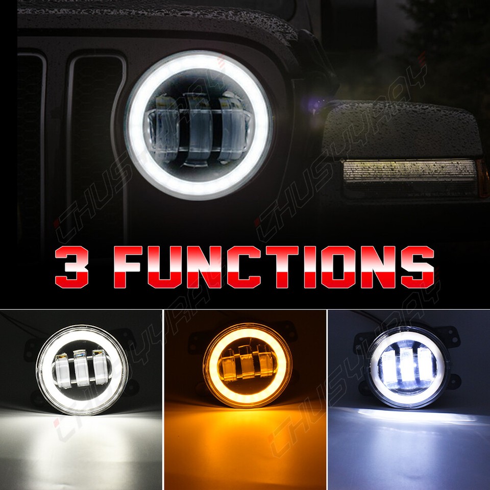 For Hummer H2 H3T 06-10 7" INCH Halo LED Headlight DRL & 4" Fog Lights ...