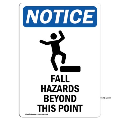 Fall Hazards Beyond With Symbol OSHA Notice Sign Metal Plastic Decal | eBay