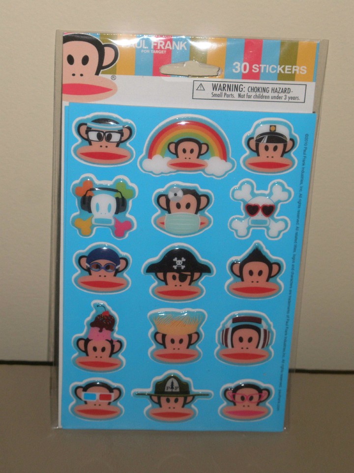 Paul Frank Blue Julius Monkey Birthday Party Favor Gift Bags Sticker ...
