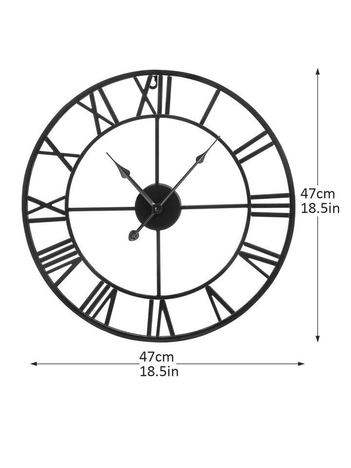 Roman Numerals Wall Clock Metal Large Wall Clocks for Living Room Home ...