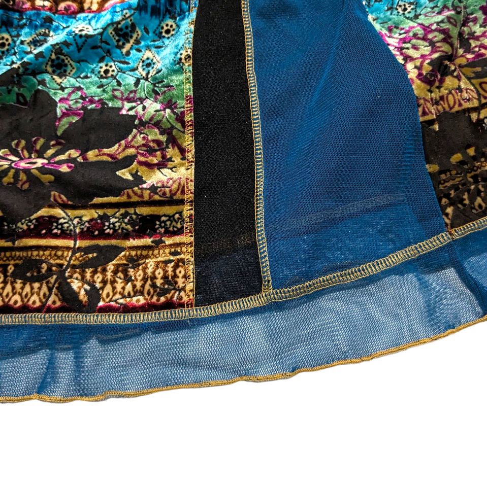 Vintage Tribal Y2K Top Size M Mesh Sheer Velvet Goth Rave Core Blue ...