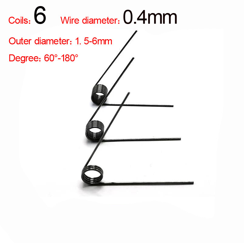 6 Coils Wire Dia 0.4mm 60/90/180° Degree Torsion Spring OD 1.5-6mm ...