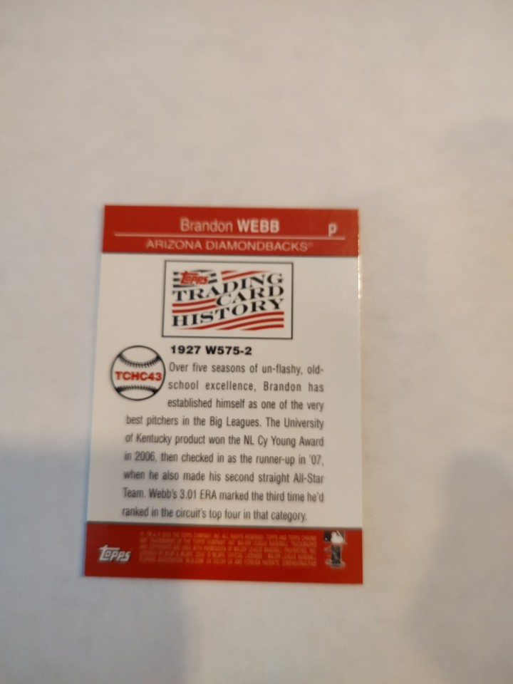 2008 Topps - Trading Card History #TCH43 Brandon Webb (PWE) | eBay