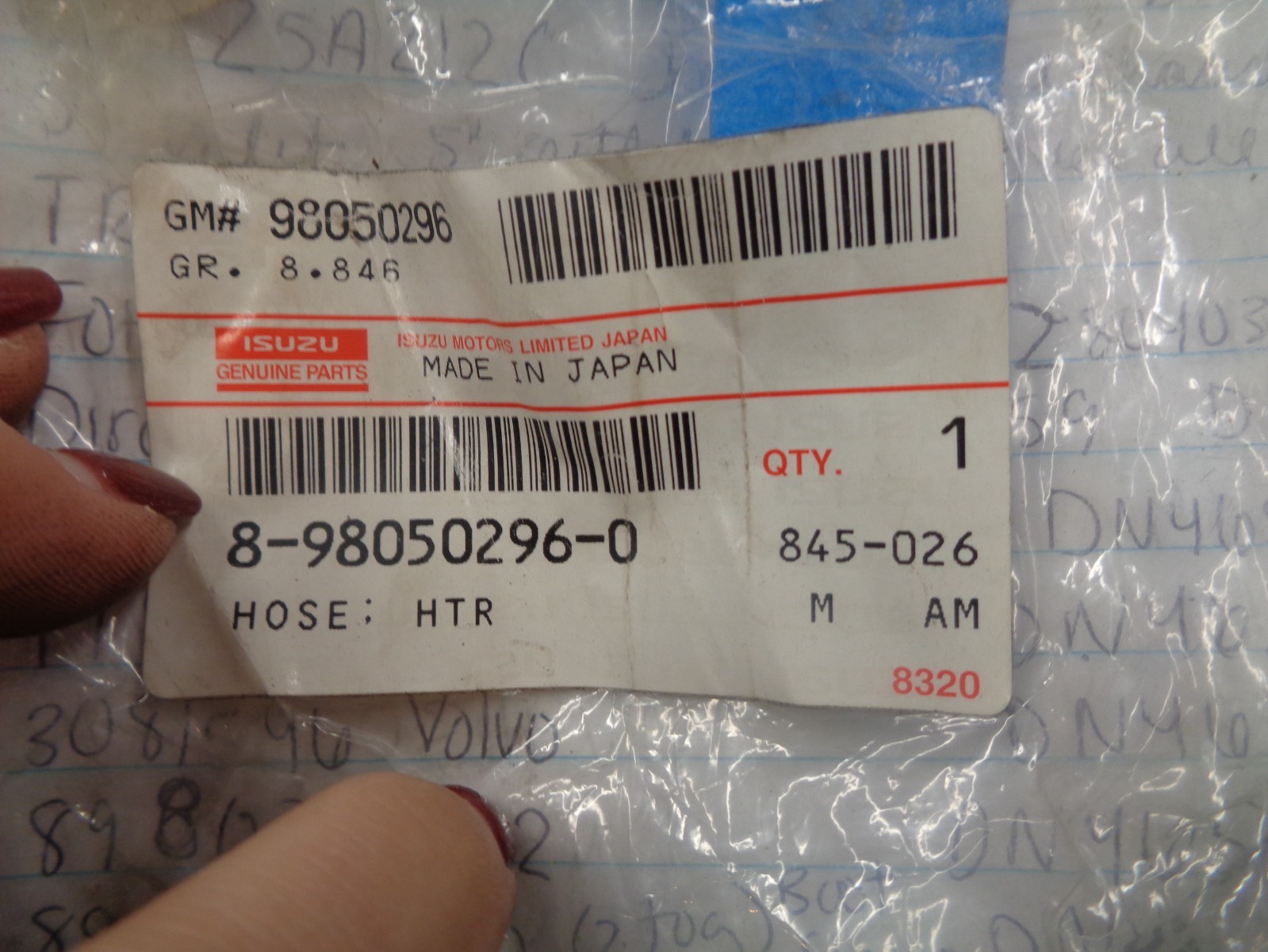 Genuine Isuzu Hose HTR 8980502960 / 8-98050-296-0 OEM for sale online ...