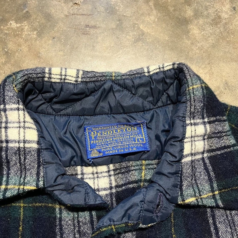 Vintage 80s Pendleton Navy/Green Wool Flannel Shirt 1980s | eBay