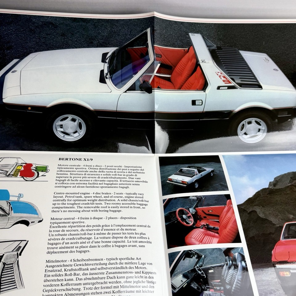 BERTONE FIAT X1/9 / 8p poster folder brochure / 4 languages | eBay.de