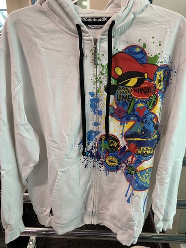 *USED Disney Cruiseline DCL Mickey HoodieBuddie WHITE Hoodie Sweatshirt ...
