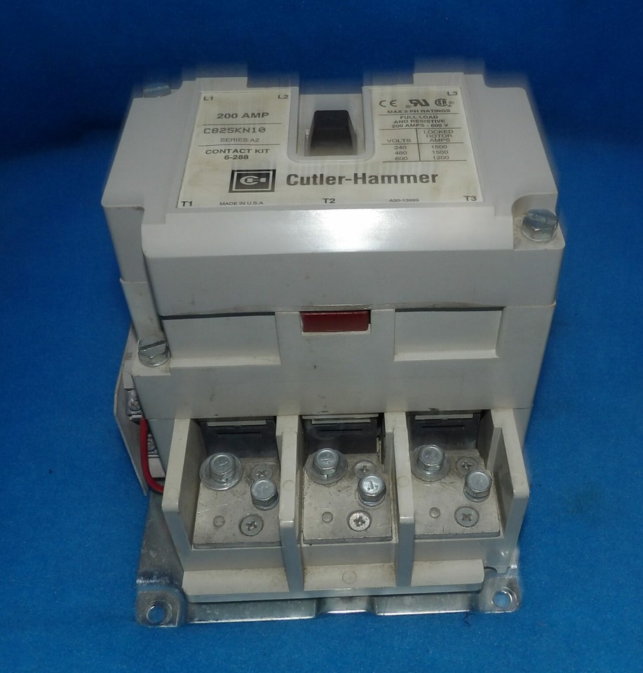 CUTLER-HAMMER CONTACTOR C825KN10 200A 600V W/ COIL 1891-1 110V/120V 1YR ...