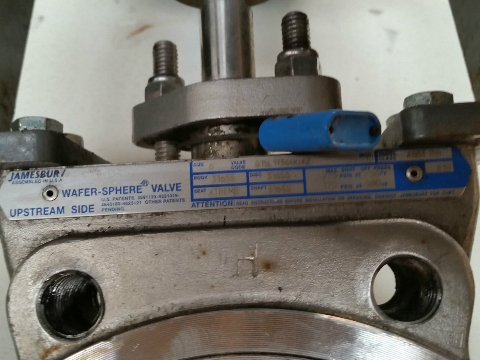 Jamesbury 6" 815L113600XZ XTREME Seat 316SS Wafer-Sphere Butterfly ...