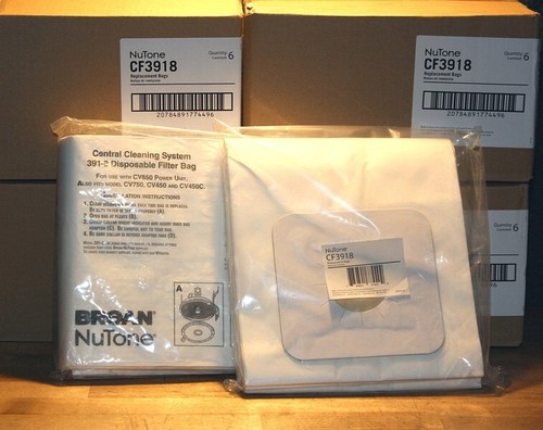Genuine NuTone® CF3918 Extra Large 8-Gallon Filter Bags for CV450 ...