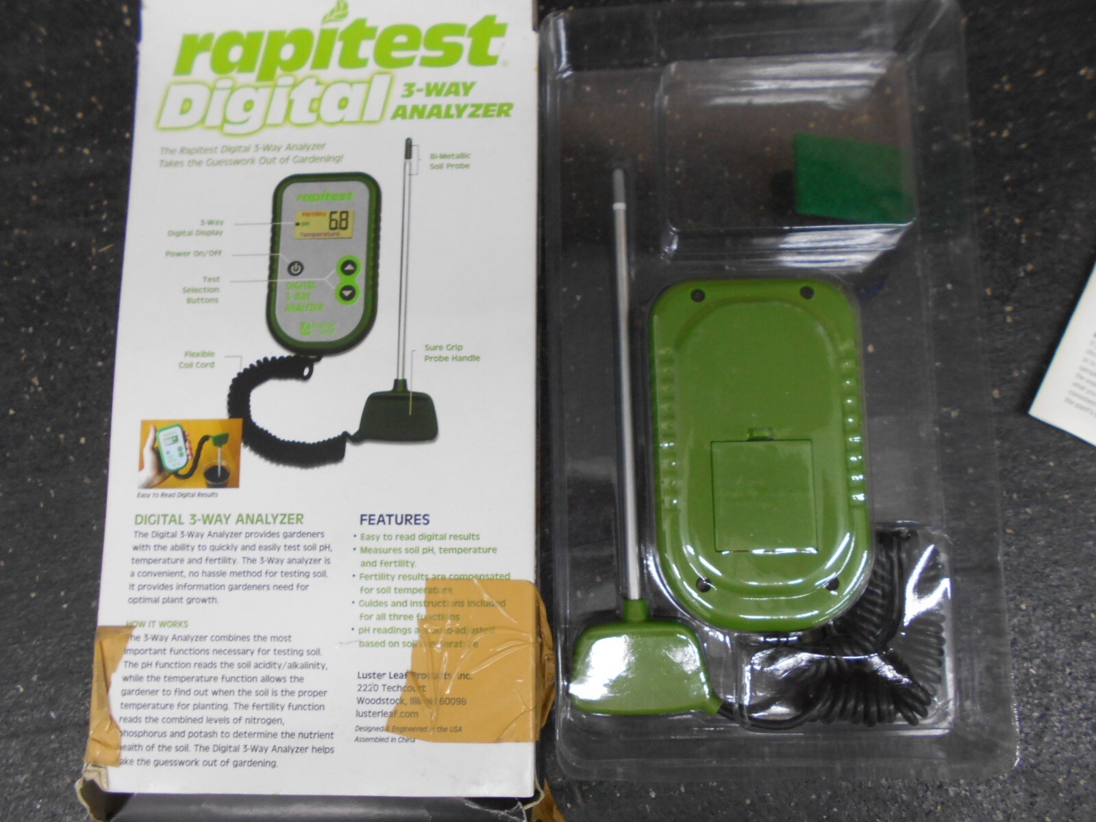 LUSTER LEAF RAPITEST DIGITAL 3 WAY ANALYZER 1835 PH FERTILITY ...