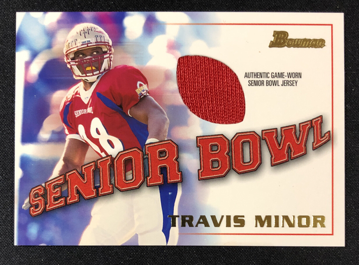 2001 Bowman Travis Minor RC Florida State Senior Bowl Jersey Card #BJ ...