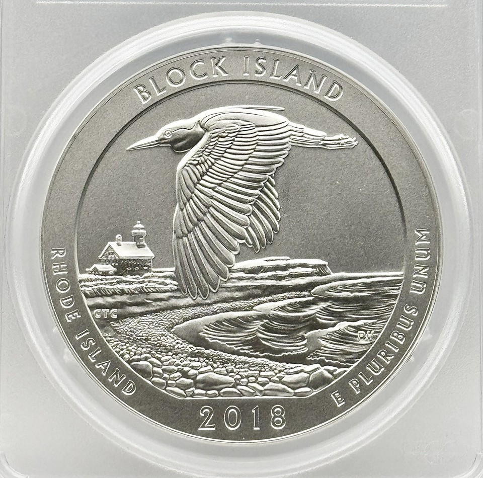2018-P Block Island NP Quarter 5 oz .999 Fine Silver PCGS SP70 First ...