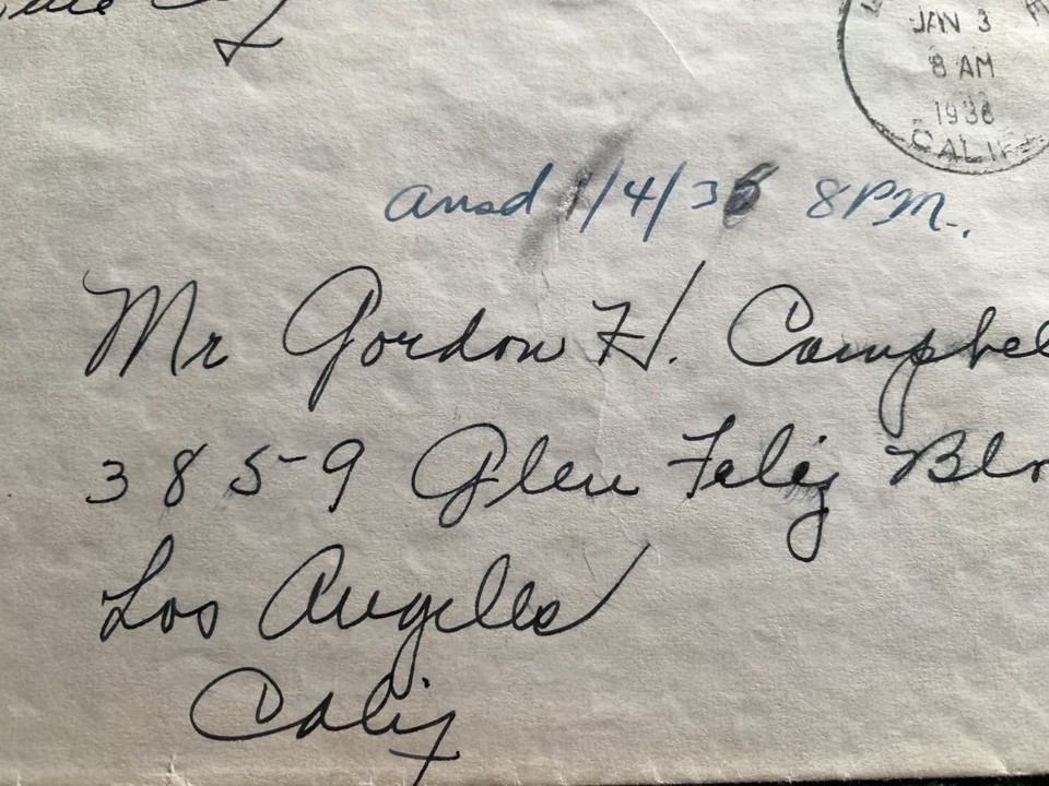 1938 Katherine Spainhower signed envelope Lone PIne ca wife 2 Russell ...