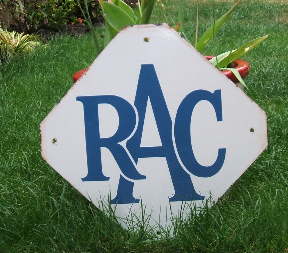 Enamel Sign RAC Original Vintage Garage Motoring Automobilia 1950's ...