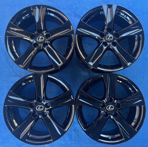 (4) 18" LEXUS IS250 IS350 GLOSS BLACK OEM WHEELS 18x8 & 8.5 RIMS 74238 ...