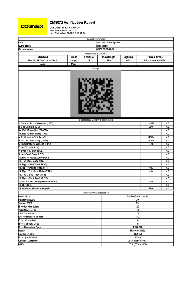 Cognex DM8072V 2D Barcode Verifier Ethernet & Cable Dataman ISO 29158 ...