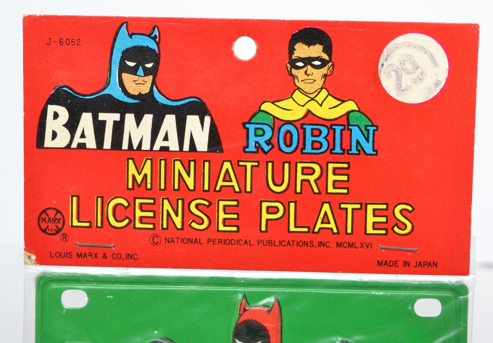 BATMAN Vintage 1966 Sealed Carded Miniature Metal BICYCLE LICENSE PLATE ...
