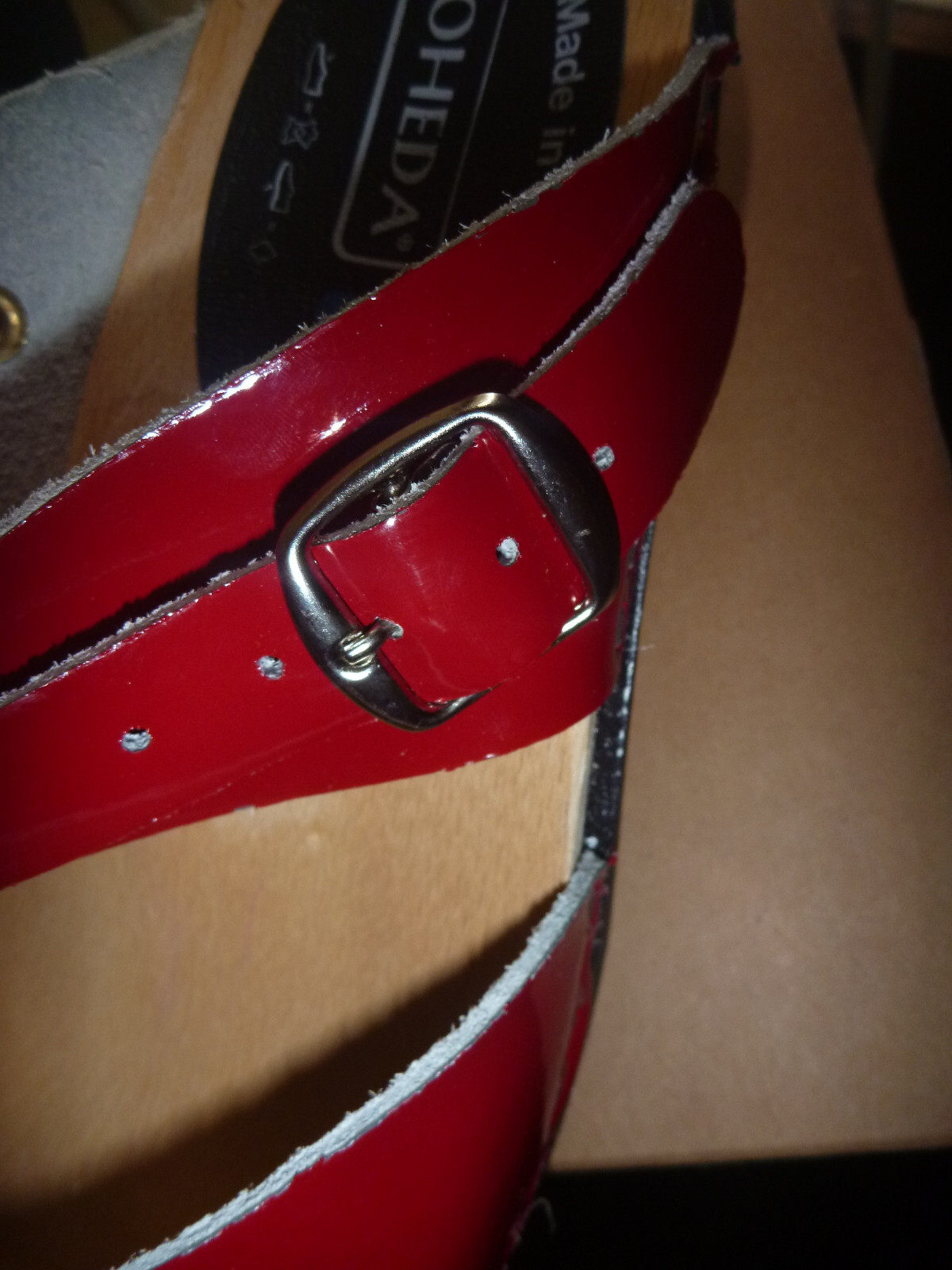 MOHEDA, SANNA GORGEOUS PATENT RED LEATHER STRAPPY CLOGS/MULES NEW SIZE ...