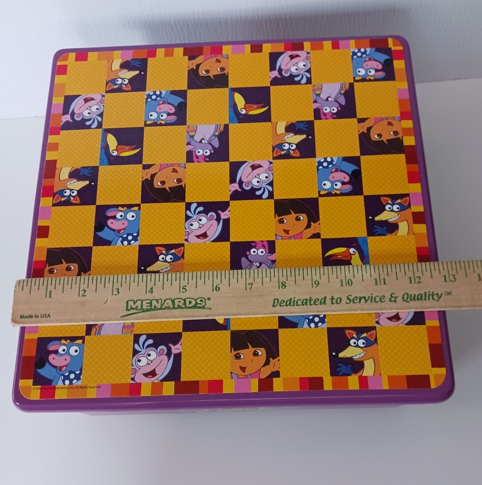 2006 Dora The Explorer Wooden Game box-Checkers, Go fish, Bingo, Old ...