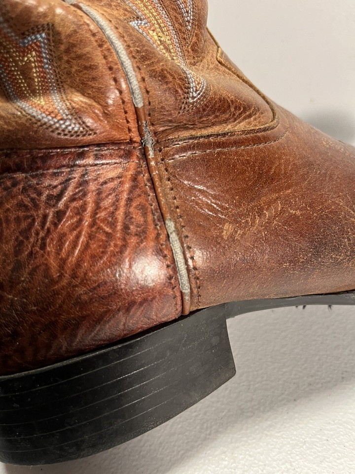 Tony Lama RR1100 Men's Brown Leather Ropers Cowboy Western Boots Size ...