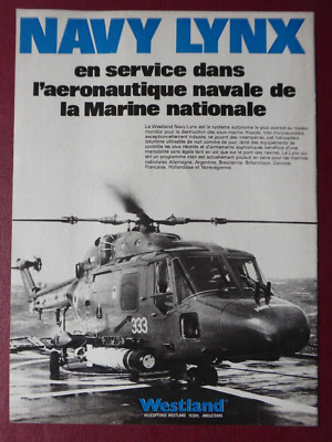 12/1979 PUB WESTLAND HELICOPTER NAVY LYNX MARINE ROYAL NAVY ORIGINAL ...