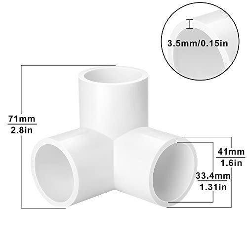 PVC Fitting Elbow 3-Way 6-Pack, PVC Pipe Fitting Connector for 1 Inch 3 ...