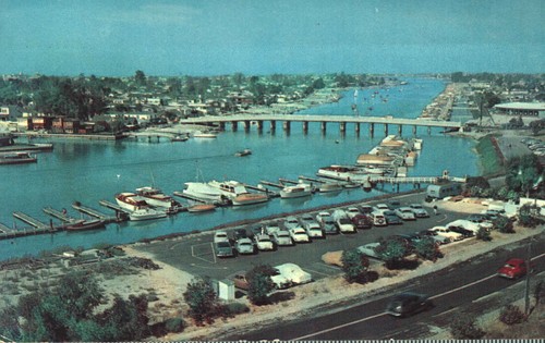Postcard Marine Avenue Bridge Balboa Island CA California Lido Isle ...