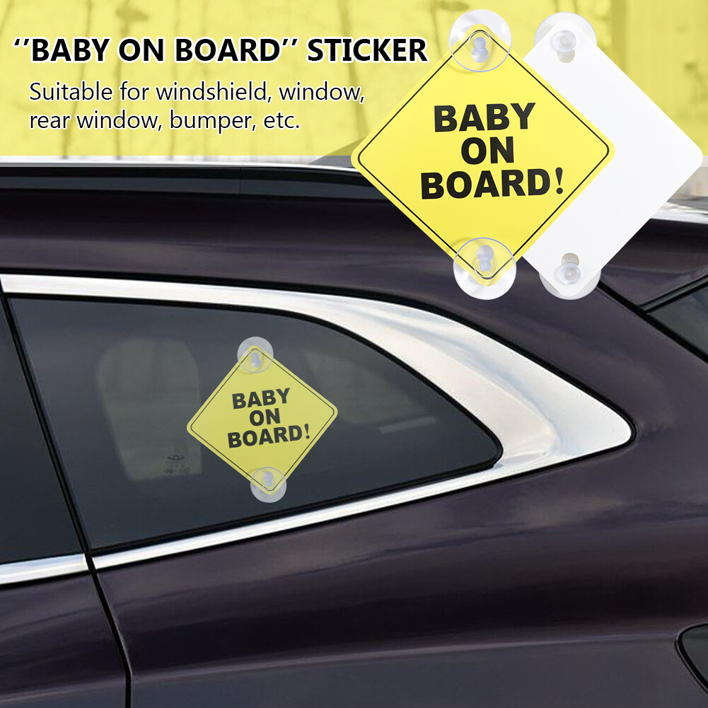 2pcs Square Accessories Baby On Board Suction Cup PP Warning Sign Car ...