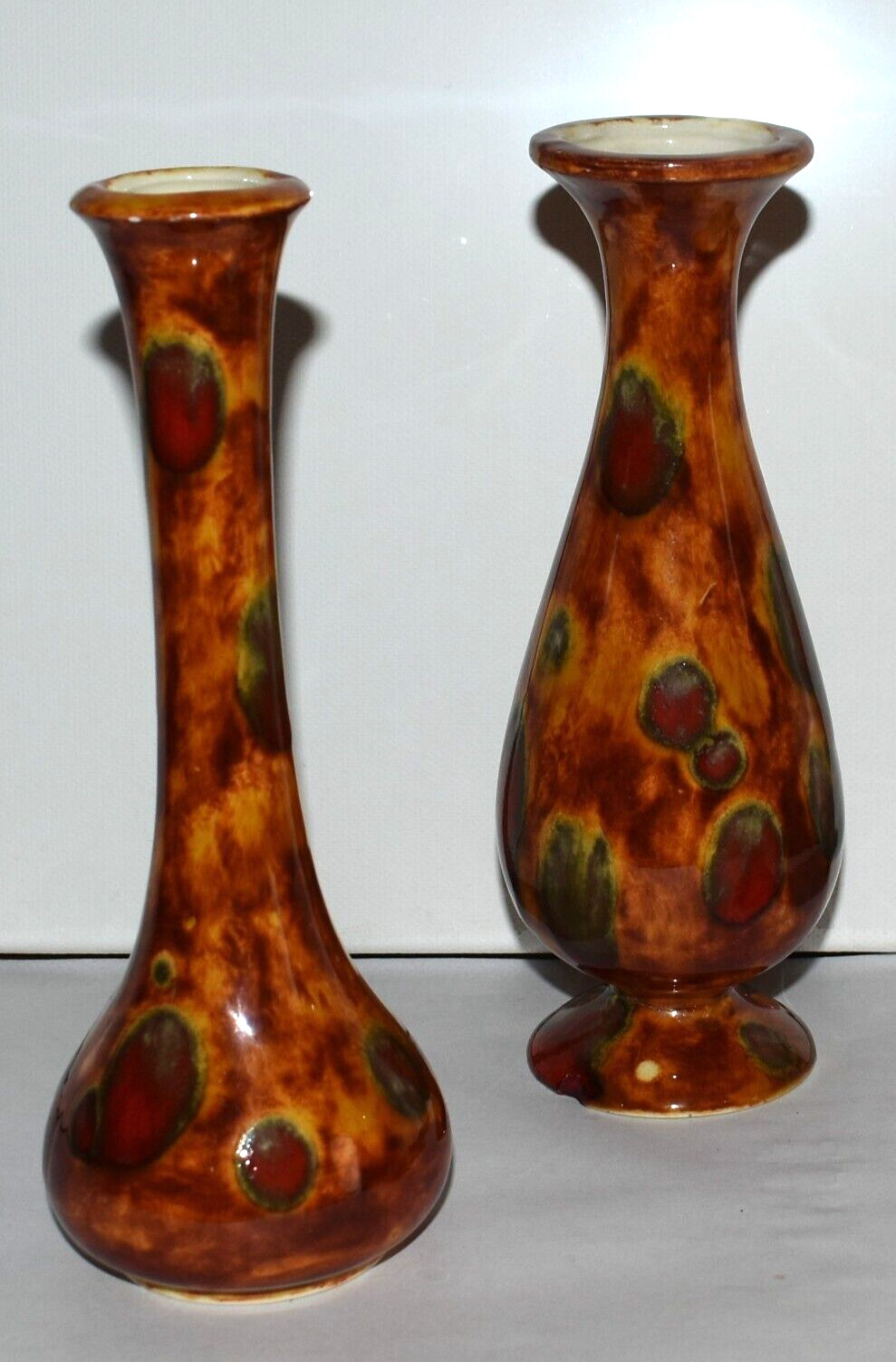 Midcentury 1960s Art Pottery Rust Orange Brown Red Gold Drip Flame Vase ...