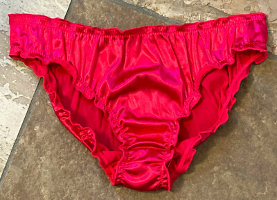 CHERRY RED Medium Buttery Soft Silky Second Skin SATIN Bikini Panties ...