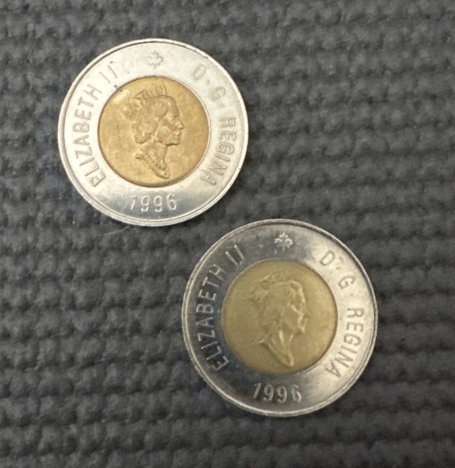 1996 Canadian 2 Dollar Coin Queen Elizabeth II & Polar Bear D.G. Regina ...
