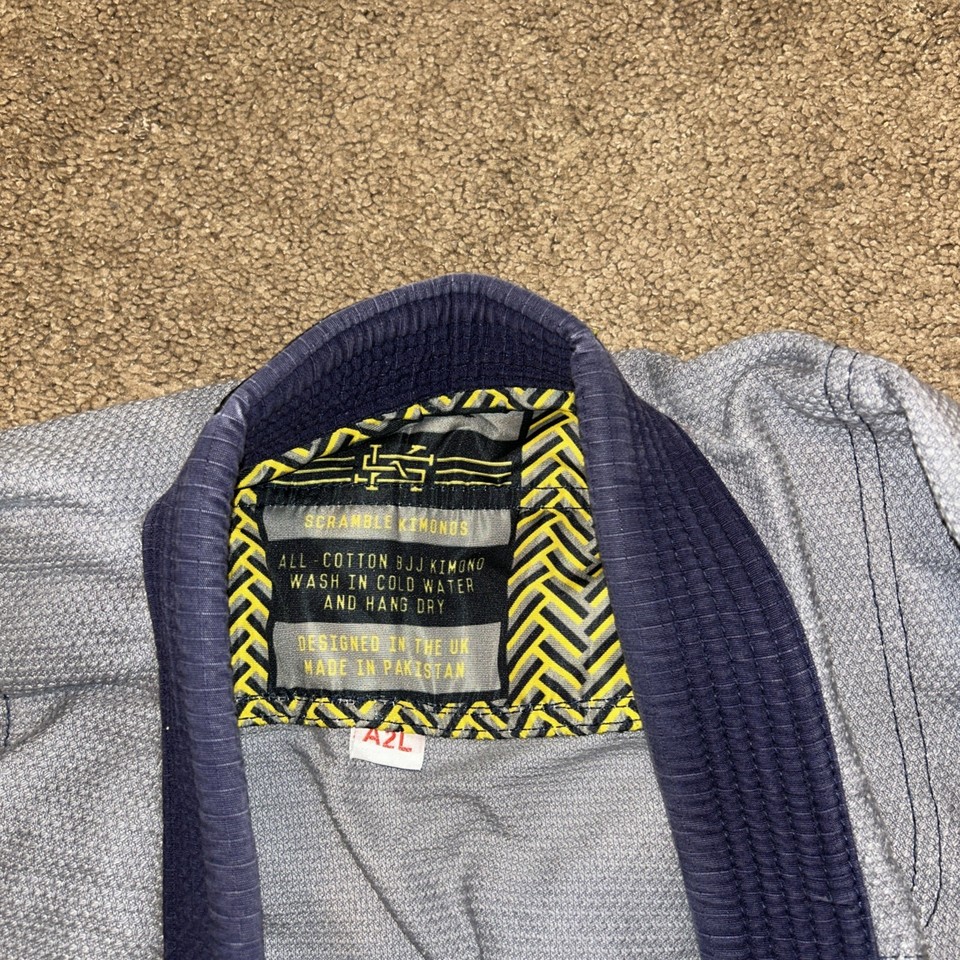rare color ! SCRAMBLE ATHLETE Gi kimono & pants size A2L, Gray/Blue BJJ ...