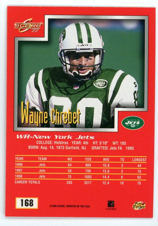 1999 Score Wayne Chrebet Card #168 | eBay