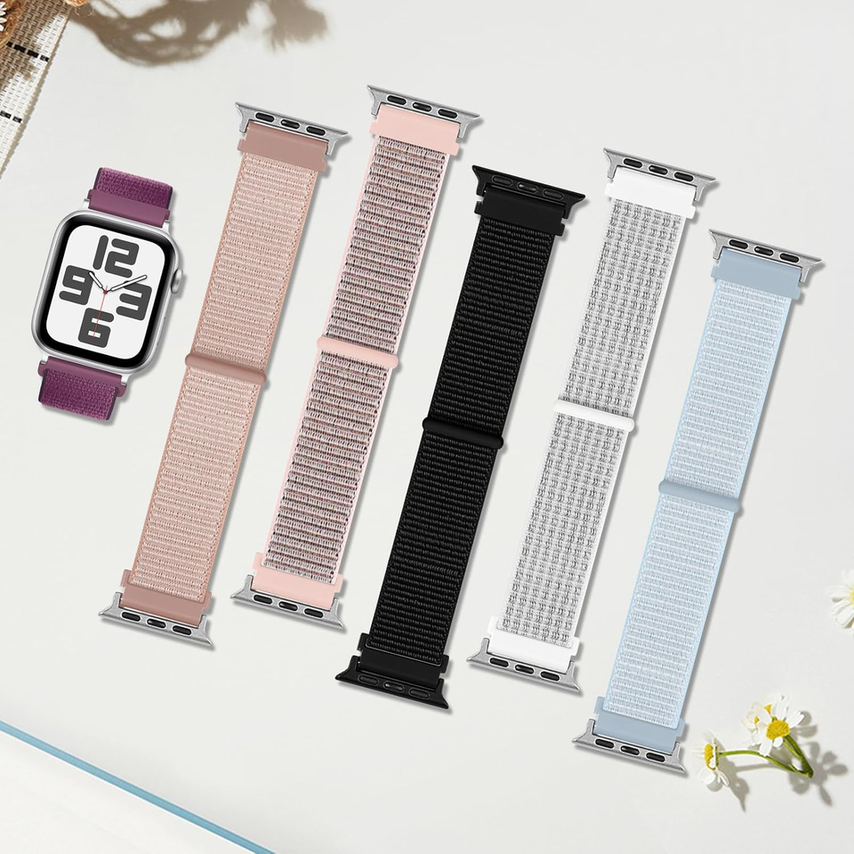6 Pack Nylon Sport Loop Band Compatible with Apple Watch Band 38mm 40mm ...