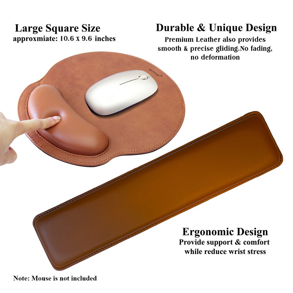 Leather Mouse Pad Wrist Support & Keyboard Leather Wrist Pad - Combo ...