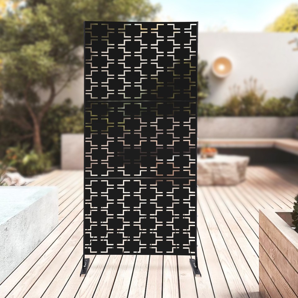 Privacy Screen Metal Freestanding Decorative Fence for Patio Balcony ...