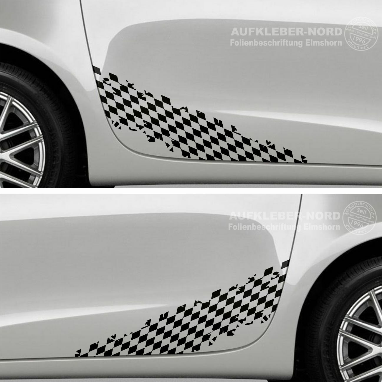 2x Racing Karos 60cm B80 Flagge Seitenaufkleber Autoaufkleber Tuning ...