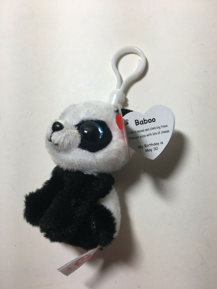 TY Beanie Baby 4" BABOO the Panda Key Clip Plush Stuffed Animal ...