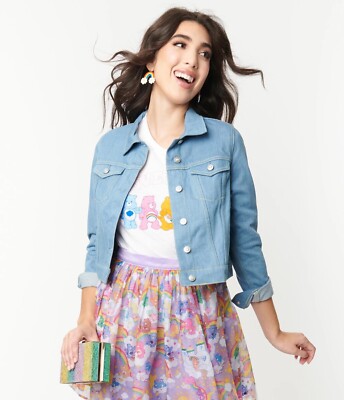 MEDIUM Care Bears Jean Jacket - Cheer Bear Retro 80s Cartoon Kawaii | eBay